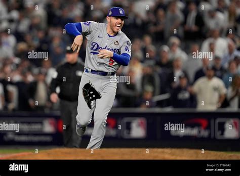 Los Angeles Dodgers First Baseman Freddie Freeman Celebrates Their Win