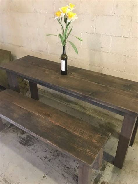 The Pub Table Set Wooden Table And 2 Benches Etsy