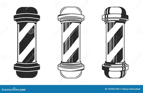 Barbershop Pole Isolated On White Background Vector Barber Pole In 3 Other Styles Stock Vector