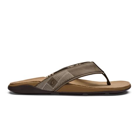 Tuahine Mens Leather Beach Sandals Hunter Golden Sand Olukai