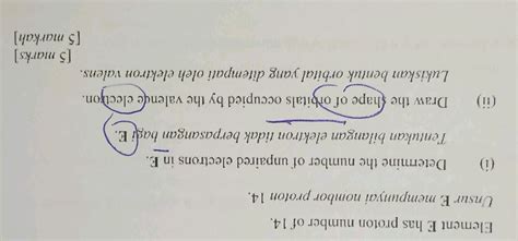 Element E Has Proton Number Of 14 Unsur StudyX