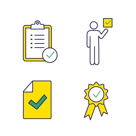 Approve Color Icons Set Verification And Validation Task Planning Voter Document
