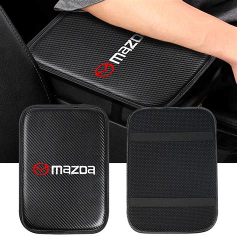 Car Logo Carbon Fiber Car Armrest Pad Covers Universal Center Console