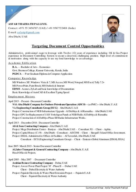 Cv Document Controller Asfar Thazhath Palliyil