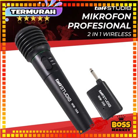 Jual Mikrofon Mic Wireless Karaoke Profesional 2 In 1 Wireless WM 308 Koneksi Nirkabel Baterai