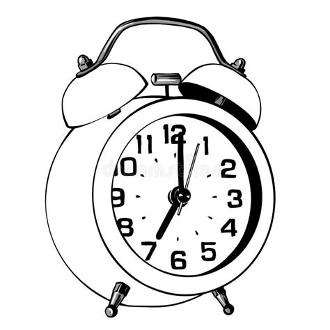 Set Of Vintage Analog Alarm Clock Sketch Stock Illustration