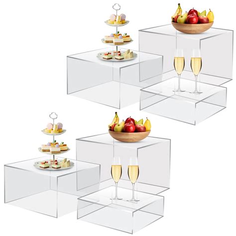 Bouiexye Clear Buffet Risers 6pcs Acrylic Boxes Display