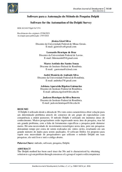 Pdf Software Para A Automação Do Método De Pesquisa Delphi Software