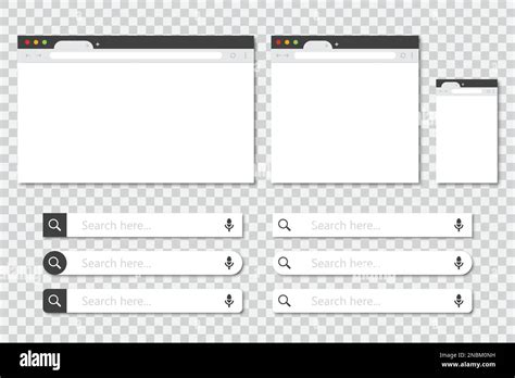 Set Of Browser Windows In Different Sizes And Search Bar Collection In A Flat Design With Shadow