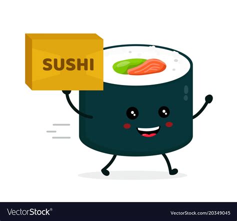 Happy Cute Smiling Funnu Sushi Roll Royalty Free Vector
