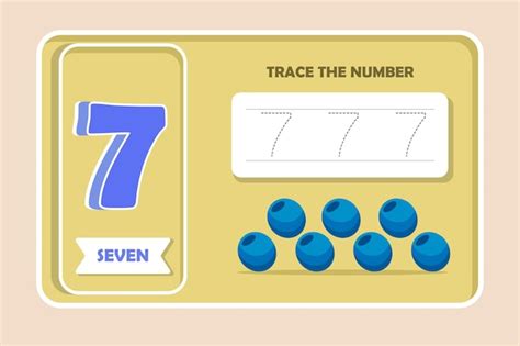 Premium Vector Number Seven Tracing Practice Worksheet With 7 Coconuts Training Write And