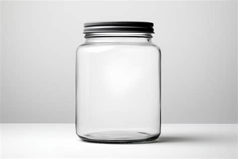 Premium Ai Image Empty Mockup Glass Jar On White Background With Lid