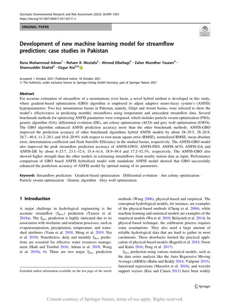 Development Of New Machine Learning Model For Streamflow Prediction