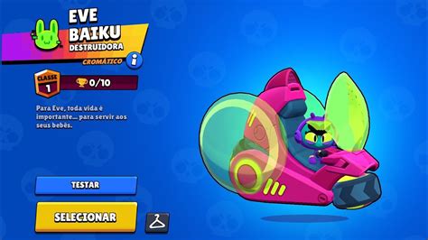 Brawl Stars 300 Joguei Com A Skin Da Eve Baiku Youtube