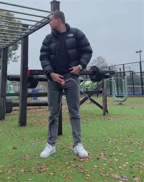 Spraying His Pants With Piss In Public