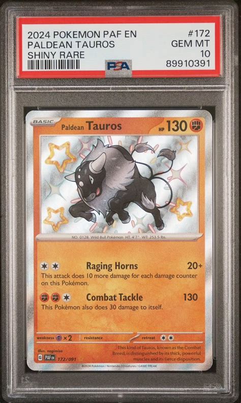 Paldean Tauros 2024 Paldean Fates 172 091 Shiny Rare Price Guide