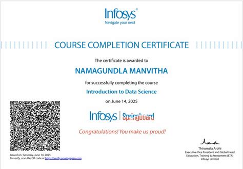 Datascience Learning Certificate Infosysspringboard Dataanalytics