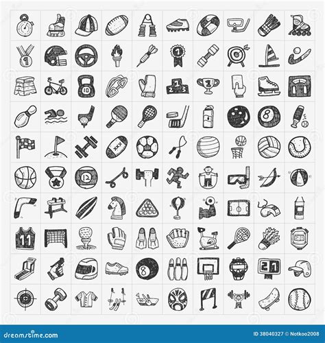 Doodle Sport Icons Stock Vector Illustration Of Basketball 38040327