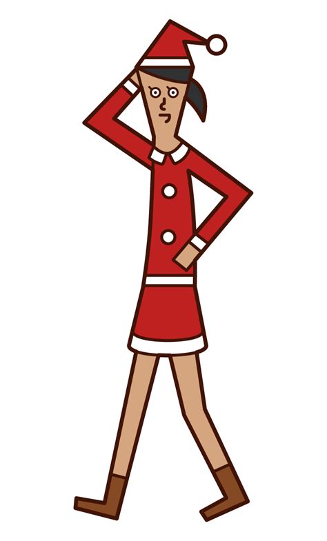 サンタクロースのコスチュームを着た人（女性）のイラスト フリーイラスト素材集 Kukukeke