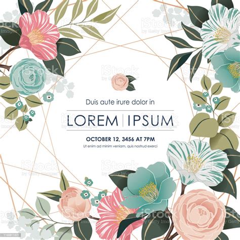 결혼식 기념일 생일 및 파티를 위한 봄에 아름 다운 꽃 프레임의 벡터 일러스트 레이 션 배너 포스터 카드 초대장 및 스크랩북에 대 한 디자인 0명에 대한 스톡 벡터 아트 및