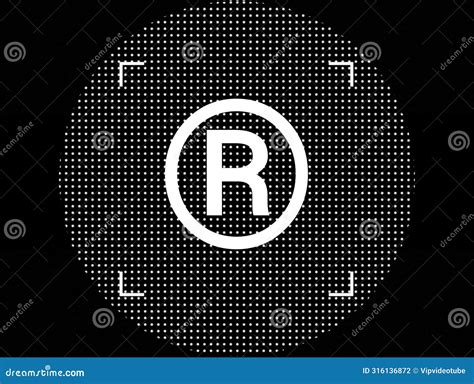 Letter R In The Center Of A Circle In A Grid On A Black Background Stock Illustration