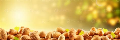 Ai Generated Heap Of Organic Peanuts On Blurred Background With Copy