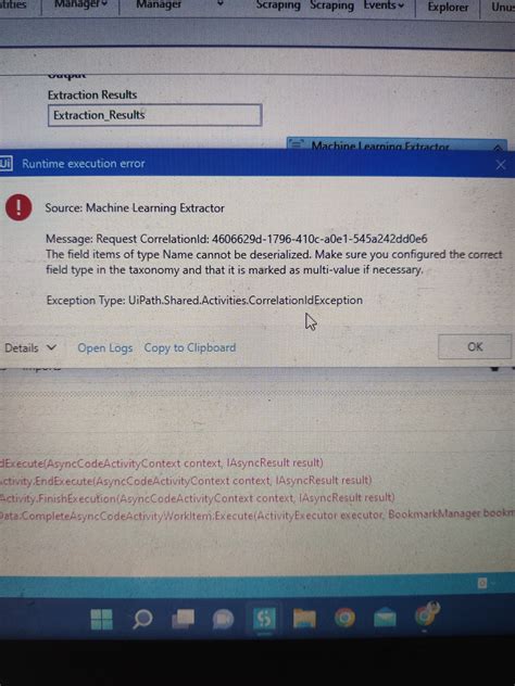 Error In The Machine Learning Extractor Activities UiPath Community