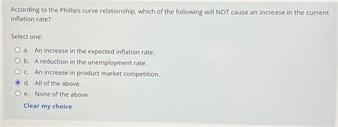 Solved According To The Phillips Curve Relationship Which Solved According To The Phillips Curve Relationship Which