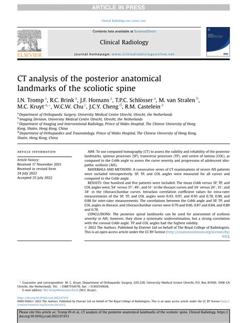 Pdf Ct Analysis Of The Posterior Anatomical Landmarks Of The Scoliotic Spine