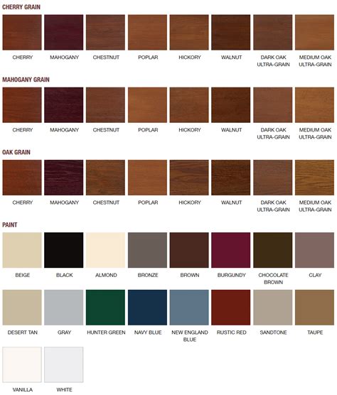Garage Door Color Chart At Mason Anissa Blog
