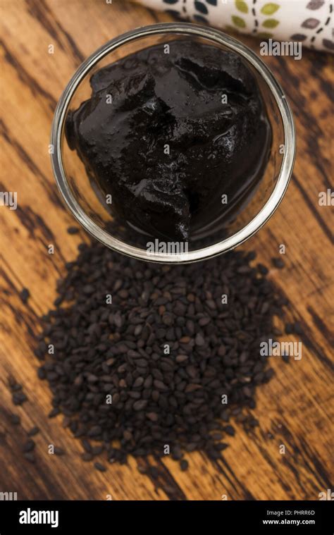 Black Sesame Paste Stock Photo Alamy