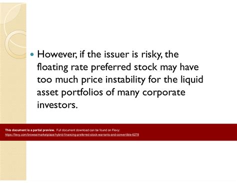 Hybrid Financing Preferred Stock Warrants Convertible PPT