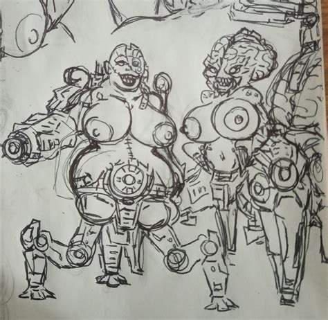 Rule 34 2girls Carcass Doom Arachnotron Doom Areolae Breasts Cybernetics Cyborg Girl Demon