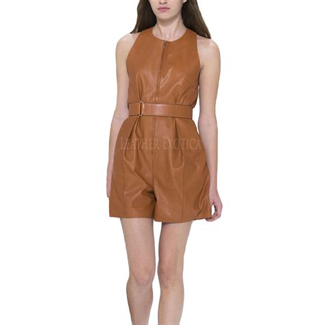 Mini Length Leather Jumpsuit