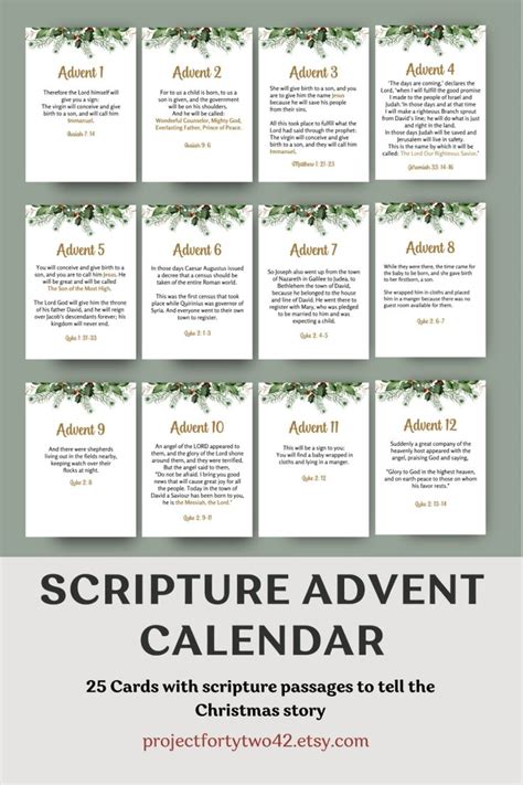 Scripture Advent Calendar For Printable Christmas Countdown Bible