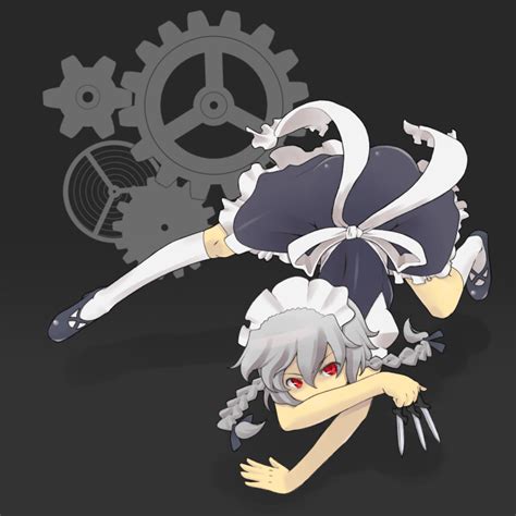 Safebooru All Fours Ass Between Fingers Bow Braid Braids Gears Izayoi