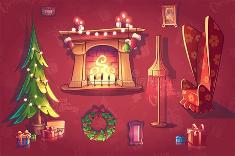Set Of Objects Color Illustration Stock Vector Illustration Of Lamp