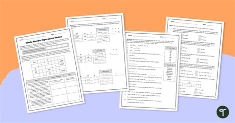 Whole Number Operations Review Teach Starter