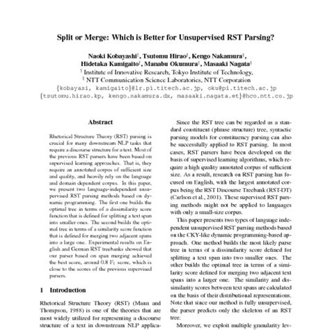 Split Or Merge Which Is Better For Unsupervised Rst Parsing Acl Anthology