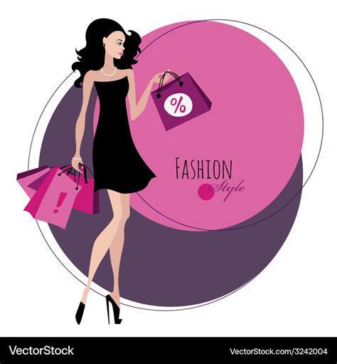 Fashion Girl Woman With Shopping Bags Royalty Free Vector