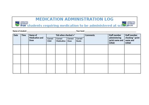 Medication Administration Log Pdf