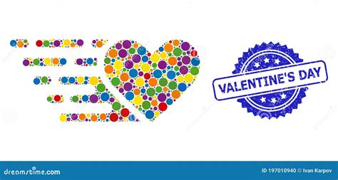 Sellado Del Día De Las Valentinas De Goma Y Corazón De Amor De Mosaico