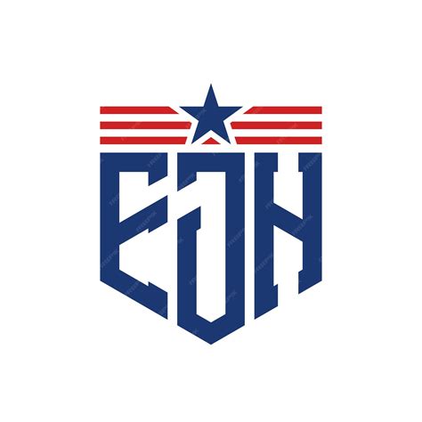 Premium Vector Patriotic Ejh Logo With Star And American Flag Straps