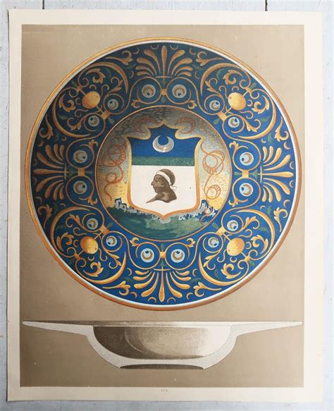 Original Antique Print Of A 16th Century Italian Maiolica Plate France