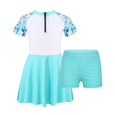 Msemis Girls Swimsuit One Piece Swimwear Upf 50 Skirted Bathing Suit