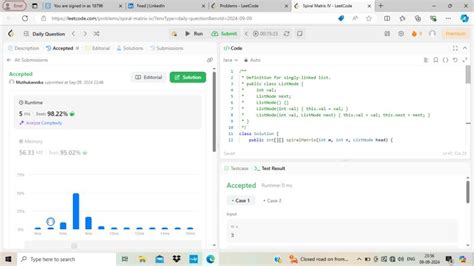 muthukannika k on linkedin problem of the day spiral matrix iv