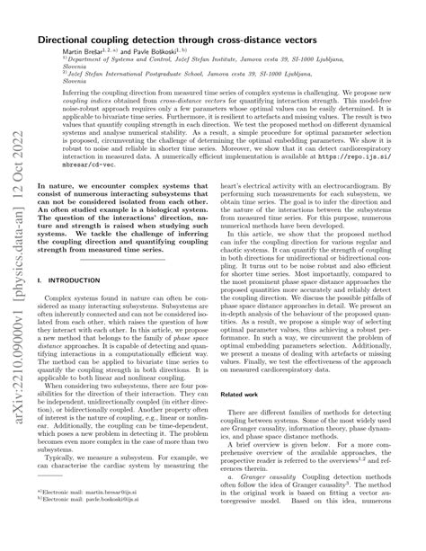 Pdf Directional Coupling Detection Through Cross Distance Vectors
