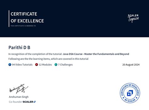 Parithi D B On Linkedin I Have Completed Java Dsa Course Master The Fundamentals And Beyond On