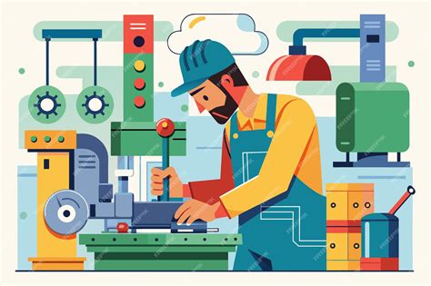 A Worker Is Focused On Fixing A Machine In A Busy Factory Environment