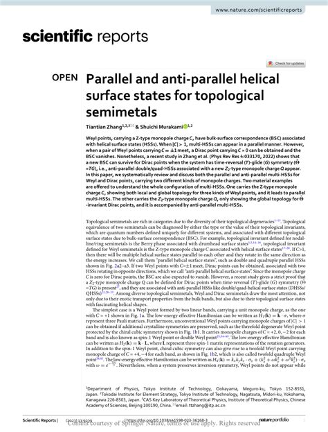 Pdf Parallel And Anti Parallel Helical Surface States For Topological Semimetals